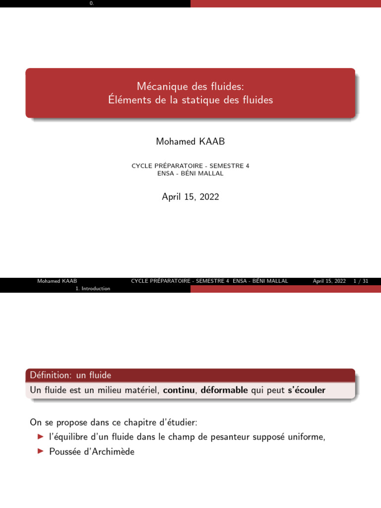 Statique des fluides : principes et applications | PDF | Pression | Fluide
