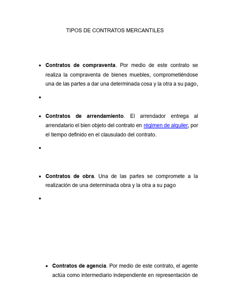 Tipos de Contratos Mercantiles | PDF | Pagos | Seguro