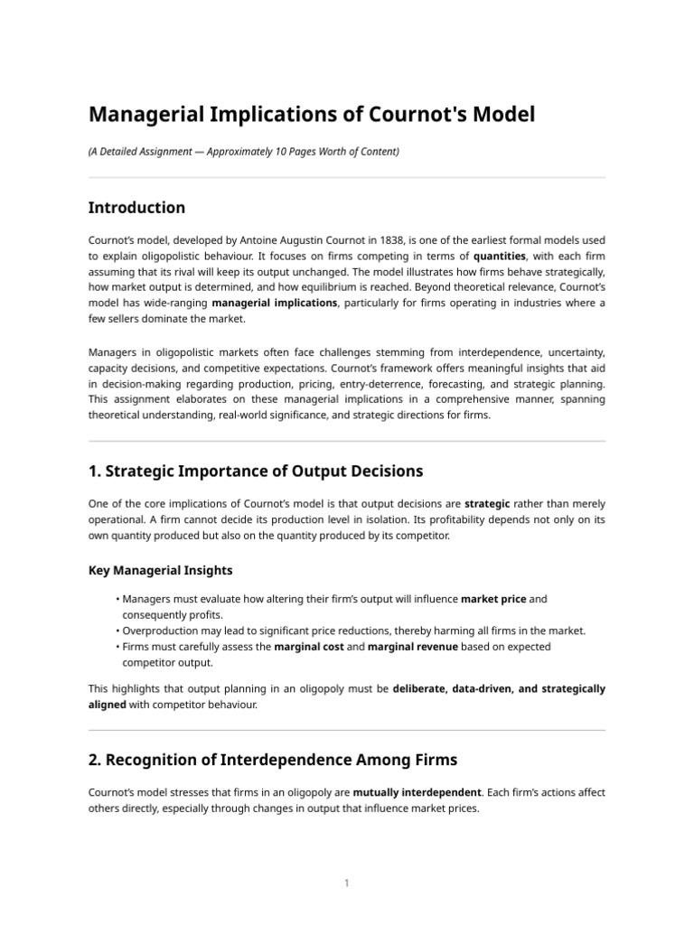 Cournot Managerial Implications | PDF | Oligopoly | Economic Equilibrium