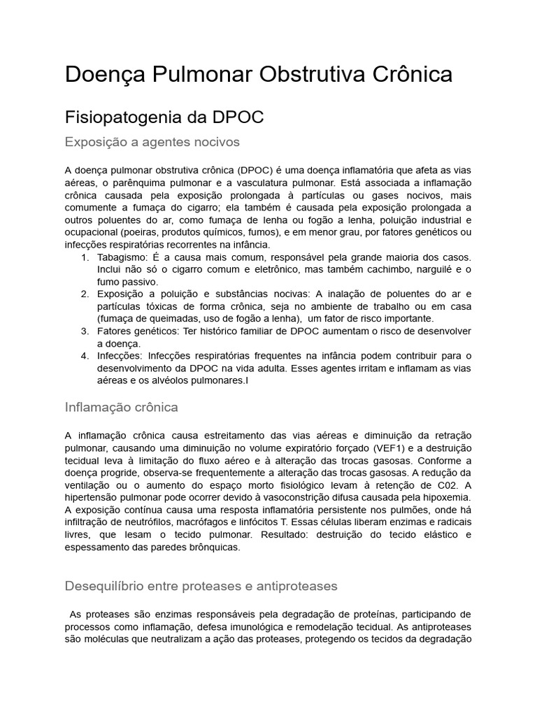 Fisiopatologia da DPOC e suas Causas | PDF | Doença de obstrução ...
