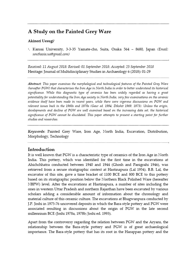 A Study On The Painted Grey Ware | PDF | Archaeology | 2nd Millennium Bc