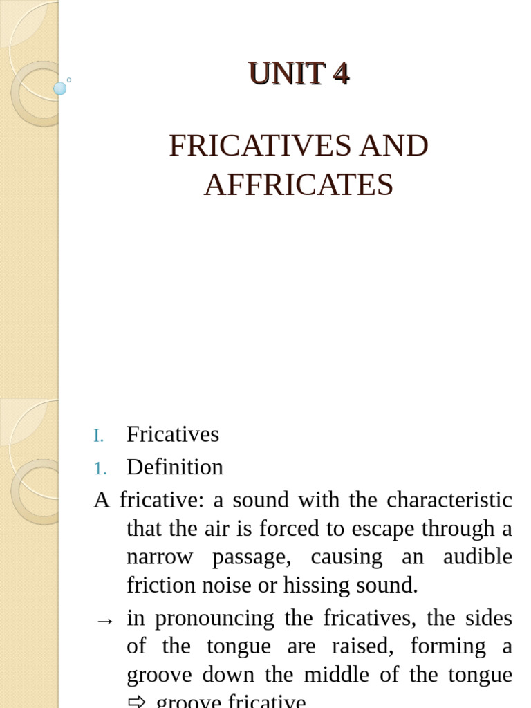 Understanding Fricatives and Affricates | PDF