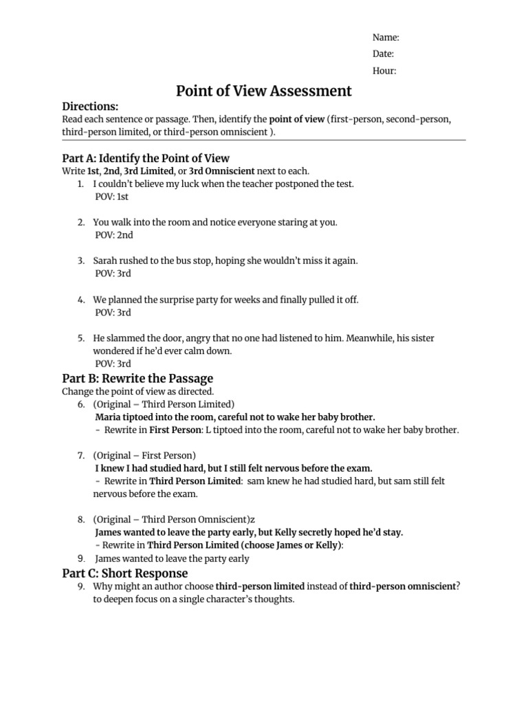 Point of View Assessment Guide | PDF