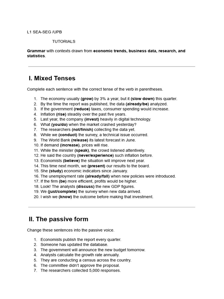 Tutorials l1 Sea Seg | PDF | Inflation | Unemployment