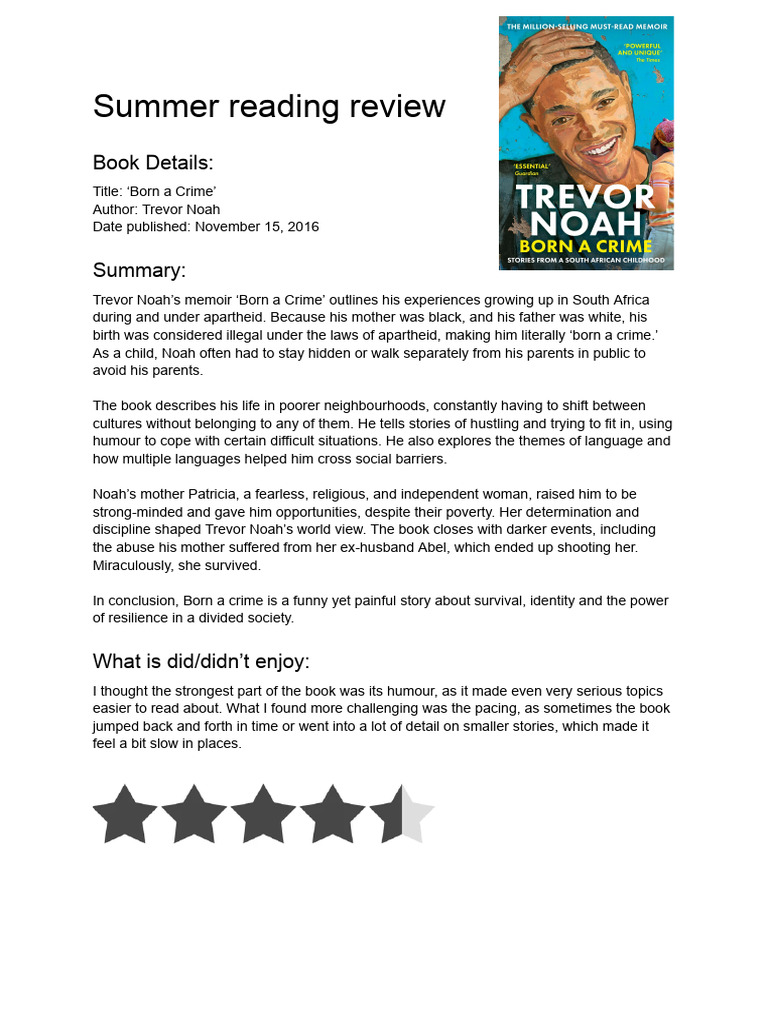 Review of Trevor Noah's 'Born a Crime' | PDF
