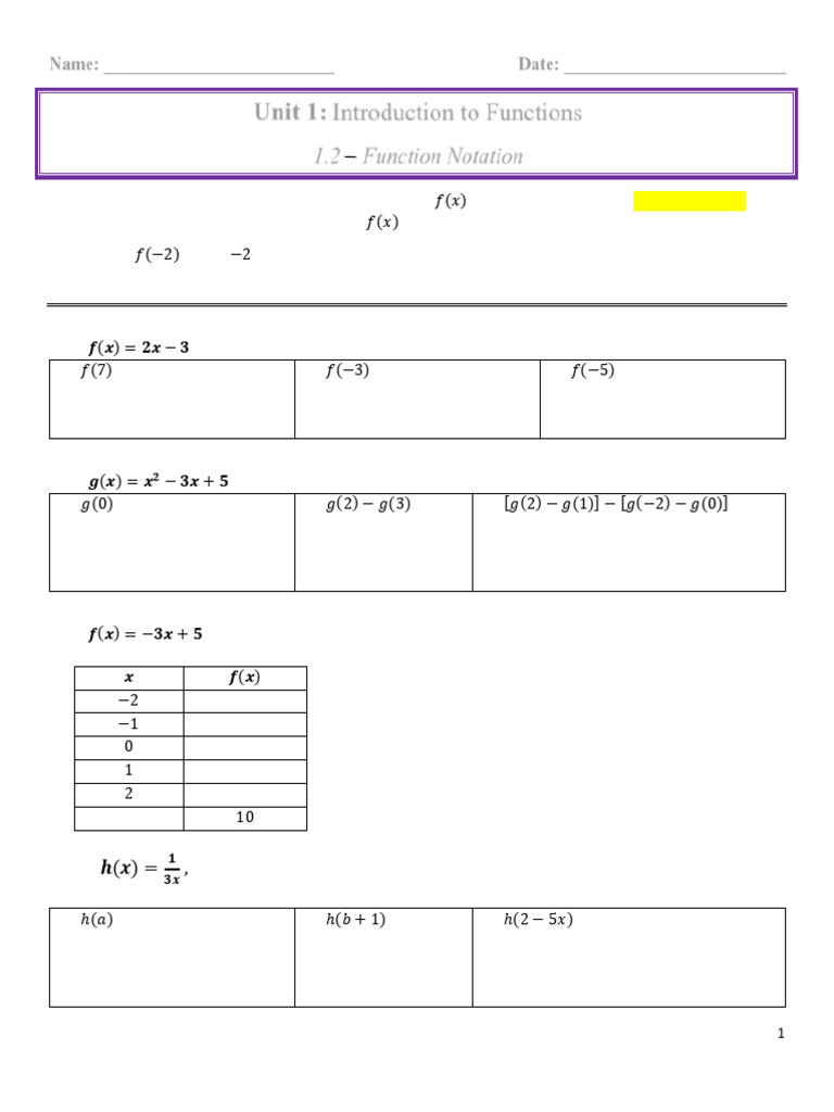 1 2 Function Notation Pdf