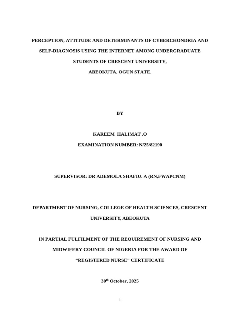 Cyberchondria and Self-Diagnosis in Students | PDF | Attitude ...