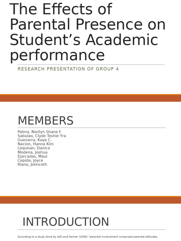 Parental Presence and Student Performance | PDF | Survey Methodology ...