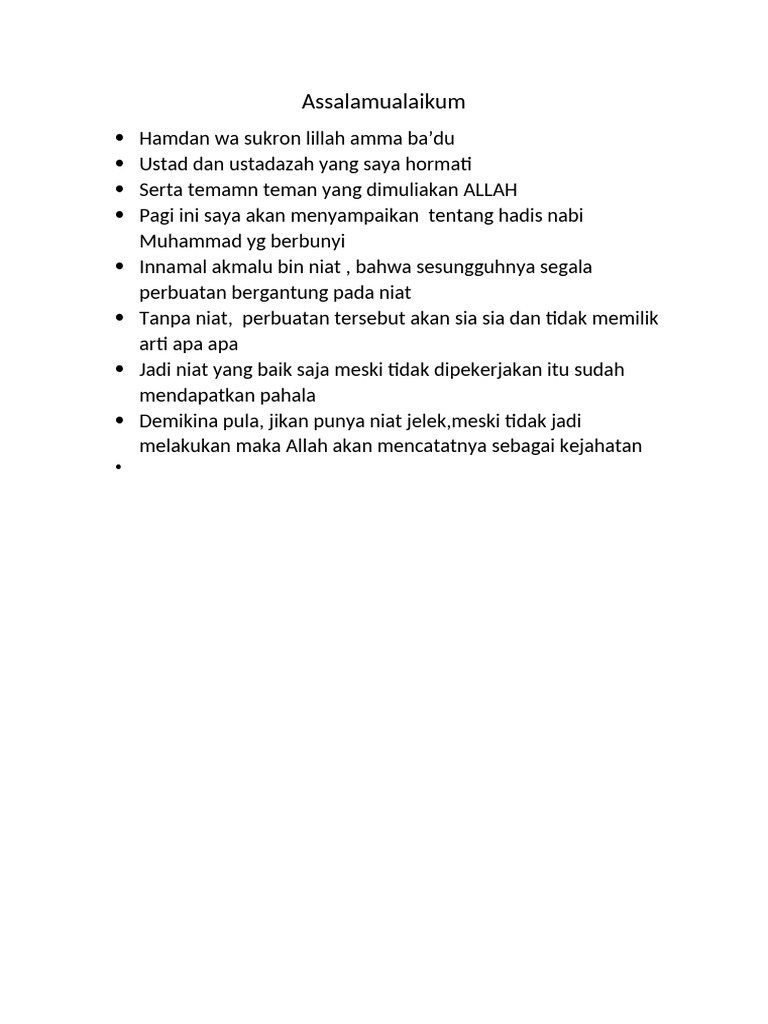 Niat dalam Hadis Nabi Muhammad | PDF