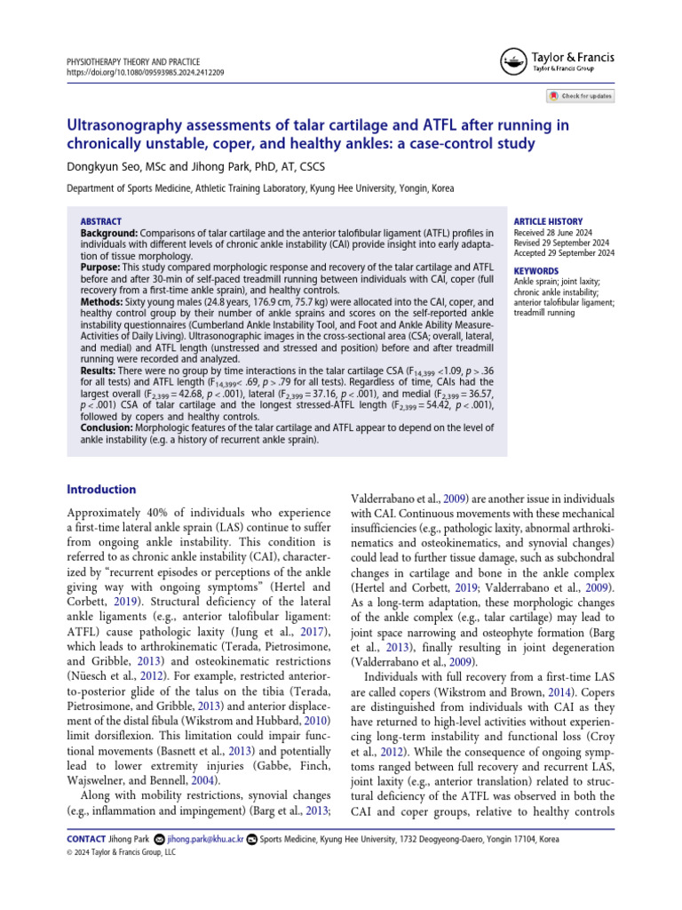 Talar Cartilage and ATFL in Ankle Instability | PDF | Ankle ...