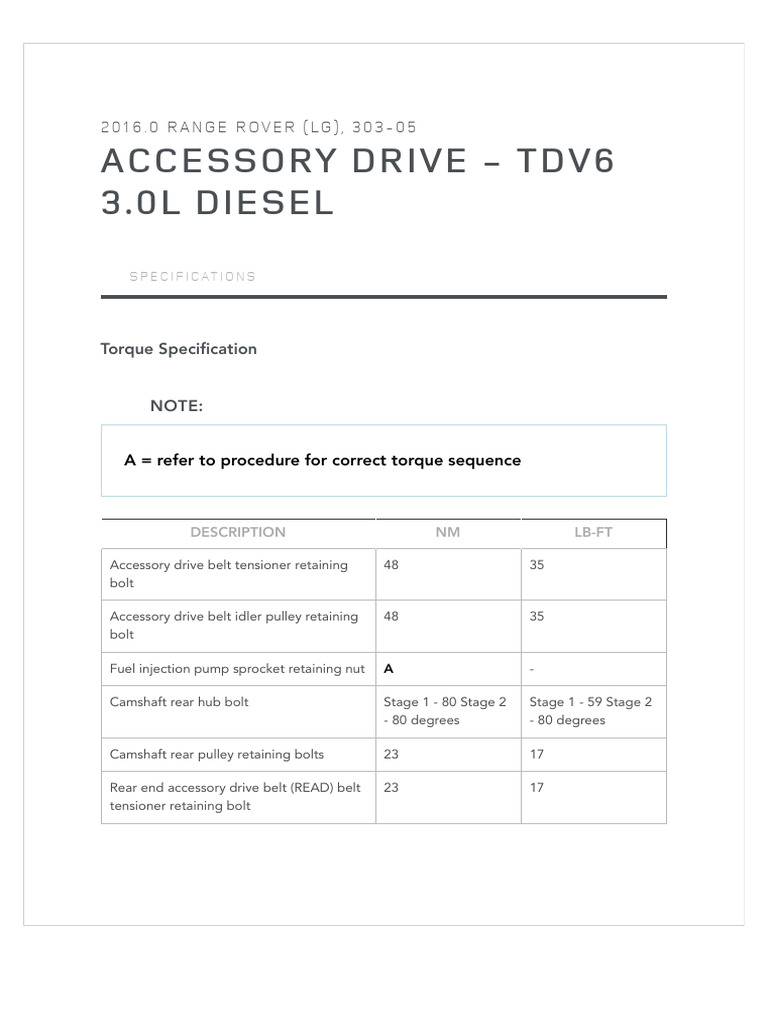 Accessory Drive – TDV6 3.0L Diesel | PDF | Belt (Mechanical) | Diesel ...