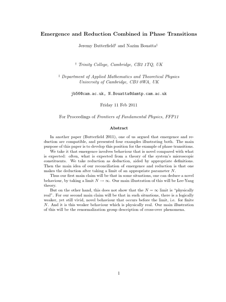 Jeremy Butterfield and Nazim Bouatt | PDF | Limit (Mathematics) | Emergence