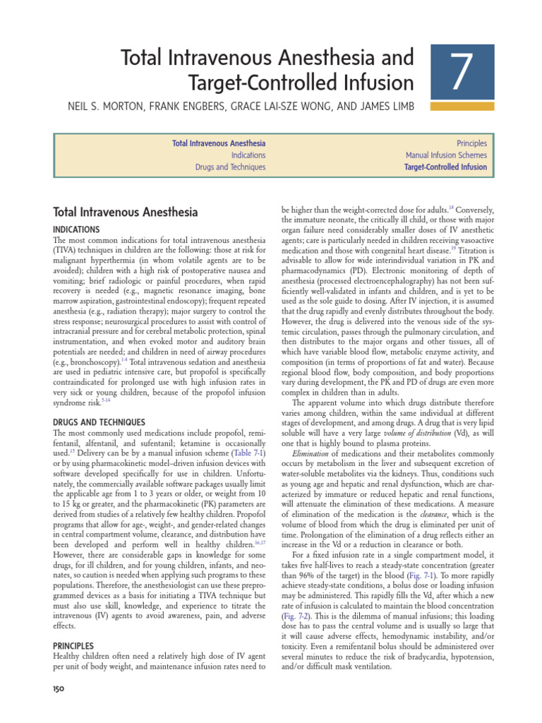 Pediatric Total Intravenous Anesthesia Guide | PDF | Pharmacokinetics ...