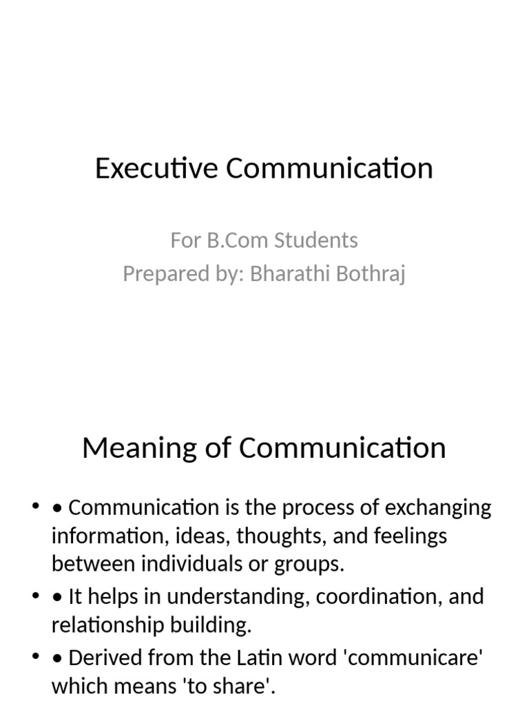 Executive Communication BCom | PDF | Communication | Nonverbal ...
