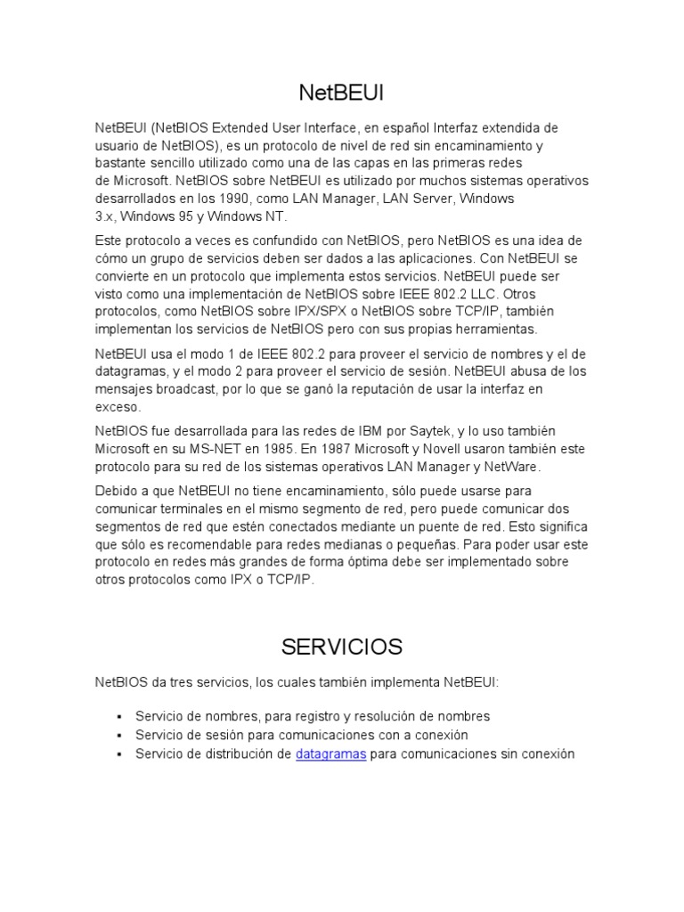 Net BEUI | PDF | Telecomunicaciones | Redes