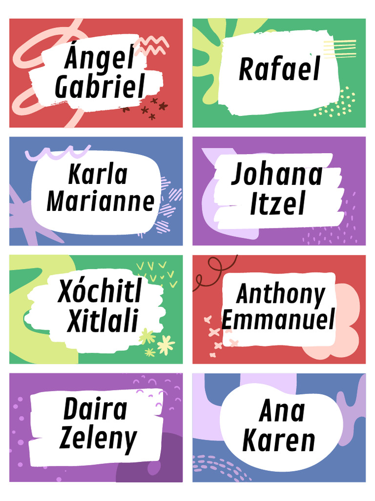 Colorful Abstract Student Name Label | PDF