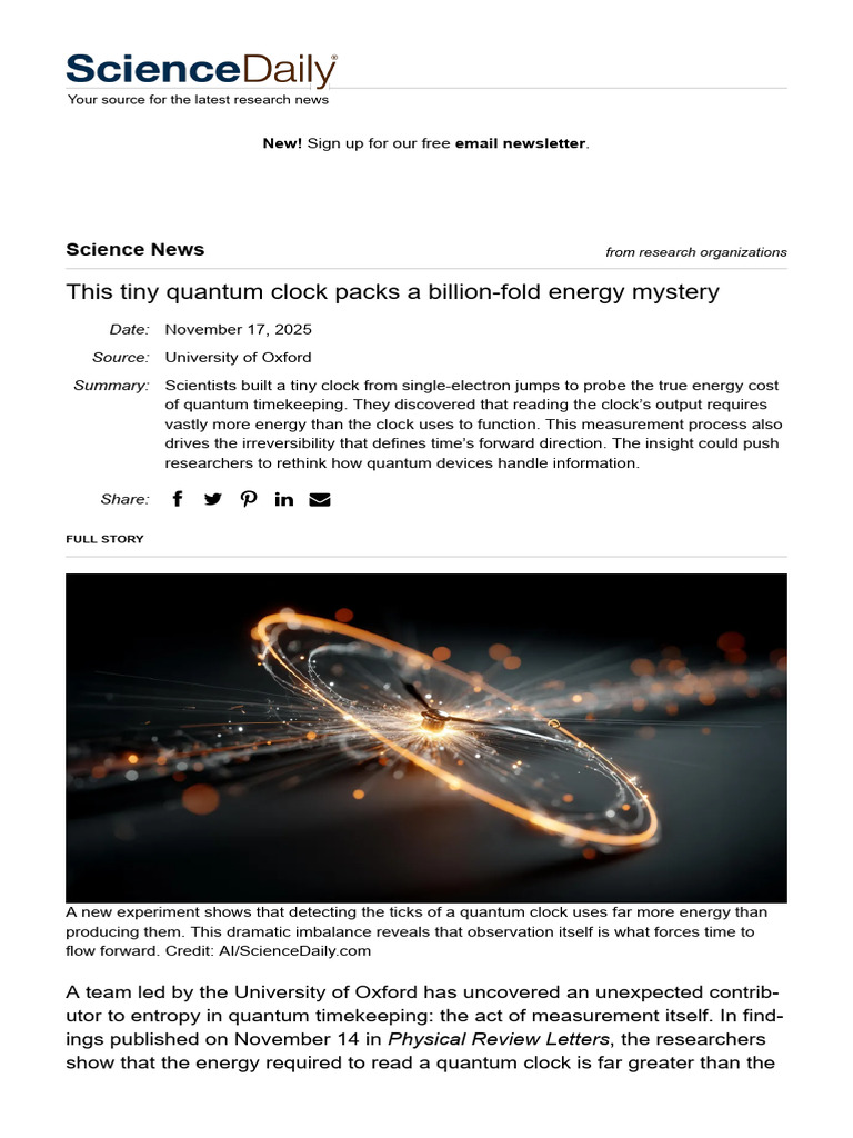 This Tiny Quantum Clock Packs A Billion-Fold Energy Mystery ...