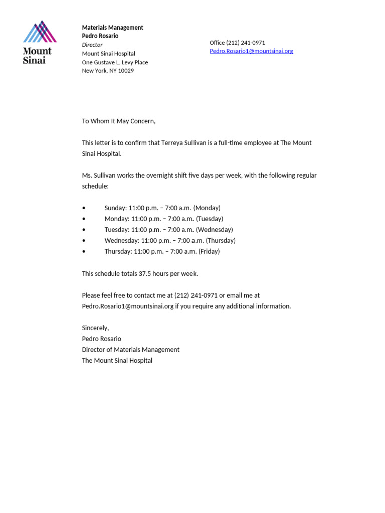 TS Emp Ver Letter | PDF