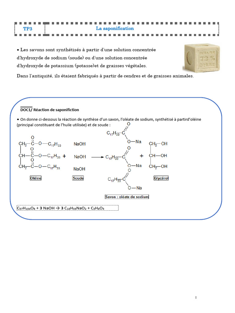 TP Saponification Bon | PDF | Hydroxyde de sodium | Savon