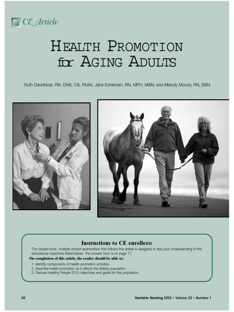 Health Promotion For Aging Adults | PDF | Chronic Condition ...