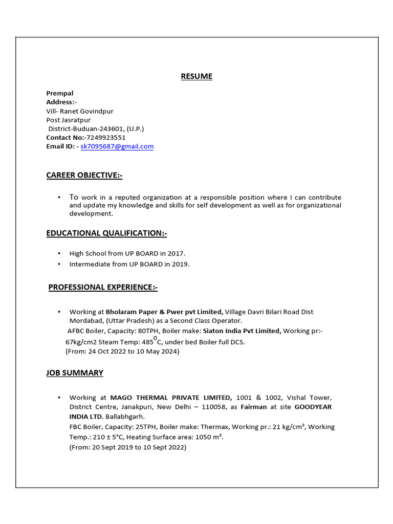 Prempal Resume | PDF