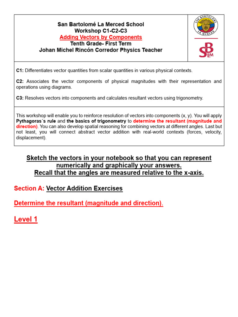 C1-C2-C3 - Adding Vectors by Its Components | PDF | Euclidean Vector | Classical Mechanics