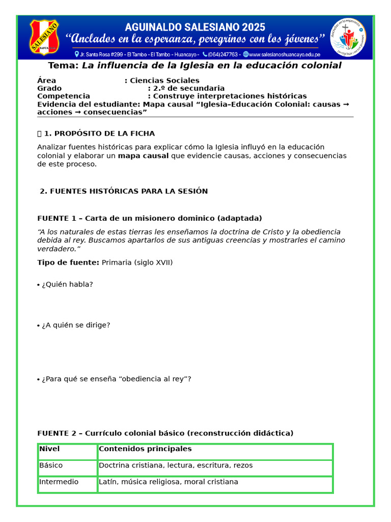 Influencia de la Iglesia en Educación Colonial | PDF | Iglesia Católica ...