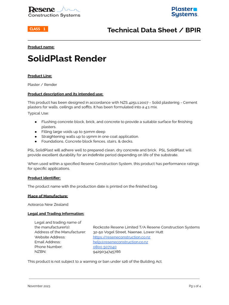 SolidPlast Render | PDF | Plaster | Concrete