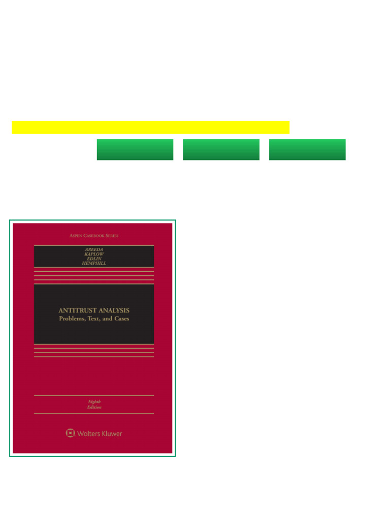 Antitrust AnalysisProblems Text and Case 8th Phillip E. Areeda Louis ...