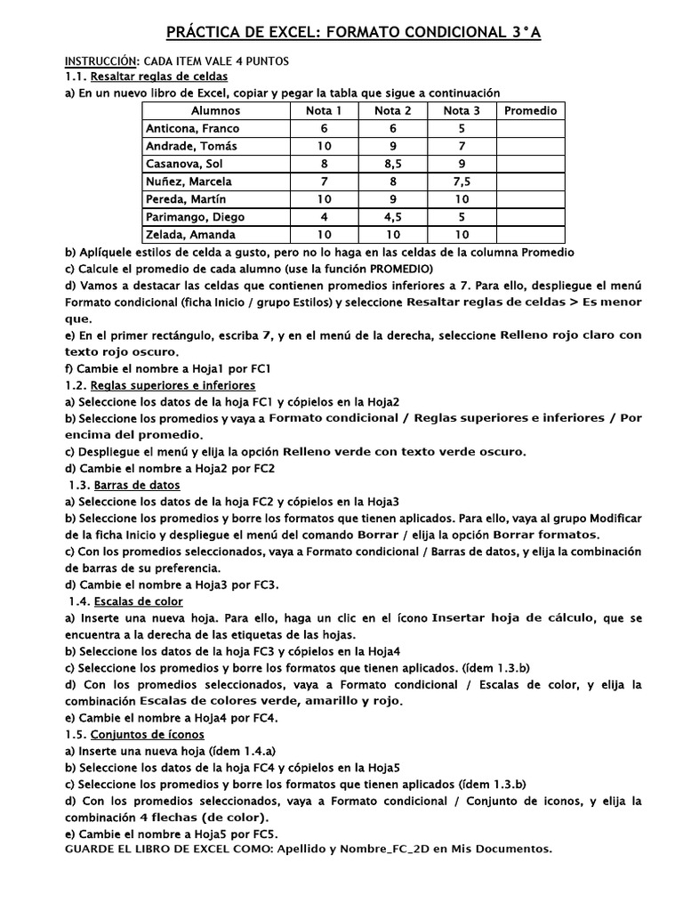 Practica Formato Condicional 3A | PDF | Software | Informática