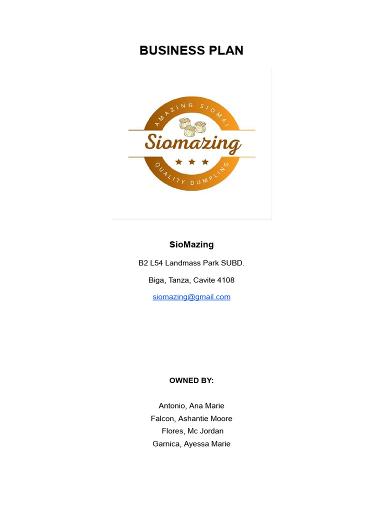 Example of Business Plan | PDF | Cooking | Cuisine