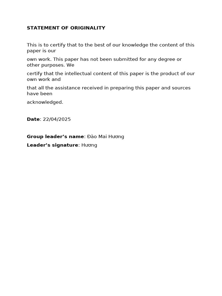 Statement of Originality | PDF