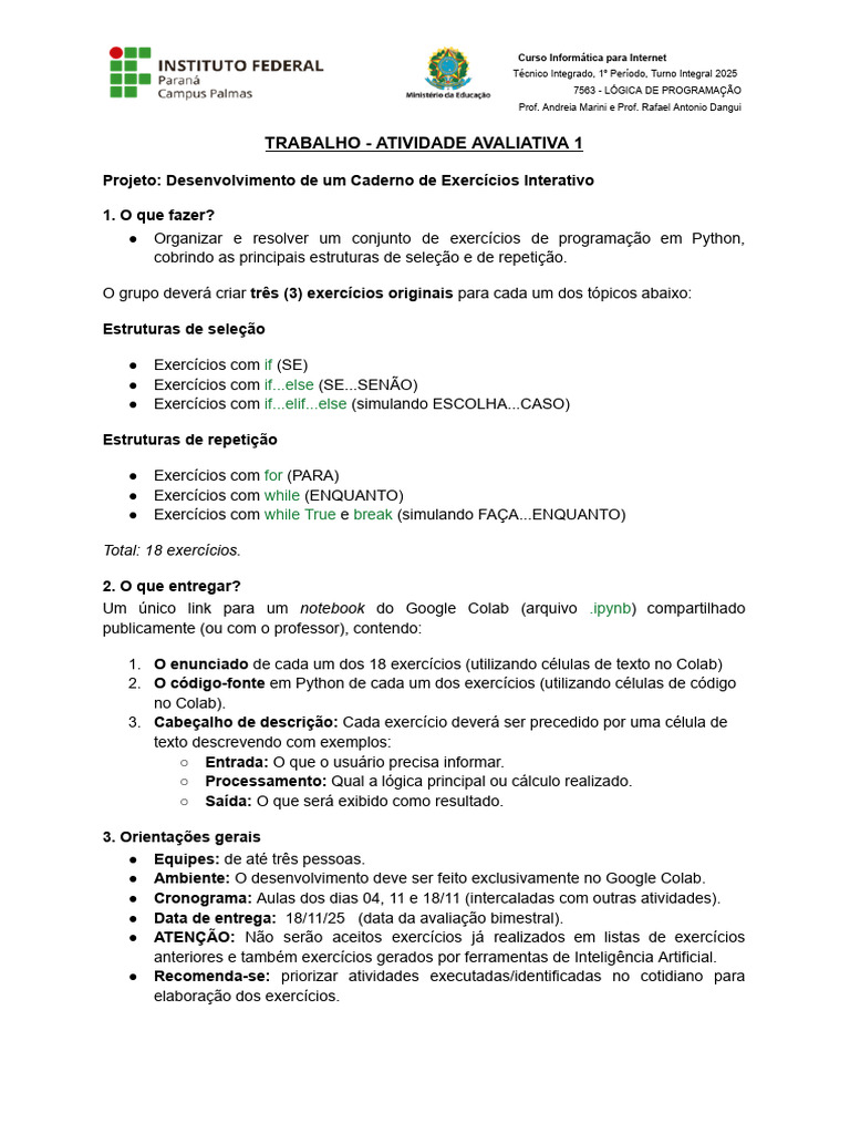 Trabalho - Caderno - Linguagem Python | PDF | Python (linguagem de ...