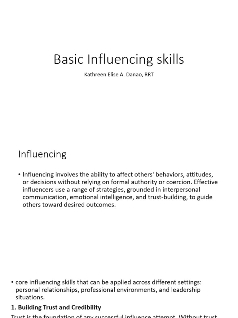 Essential Influencing Skills Guide | PDF | Persuasion | Goal