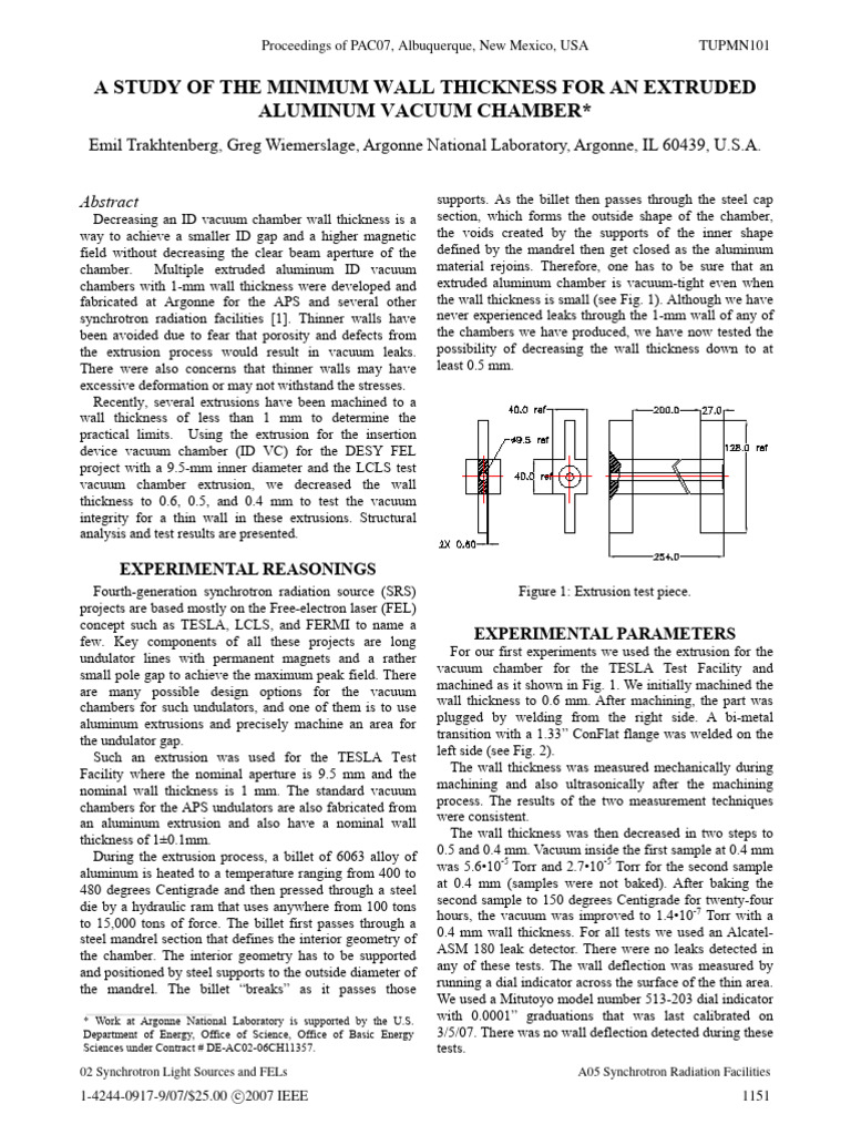 A Study of the Minimum Wall Thickness for an Extruded | PDF | Extrusion ...