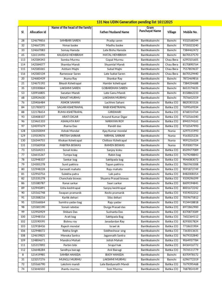 Team Wise UDIN Generation Pending List 16112025 | PDF