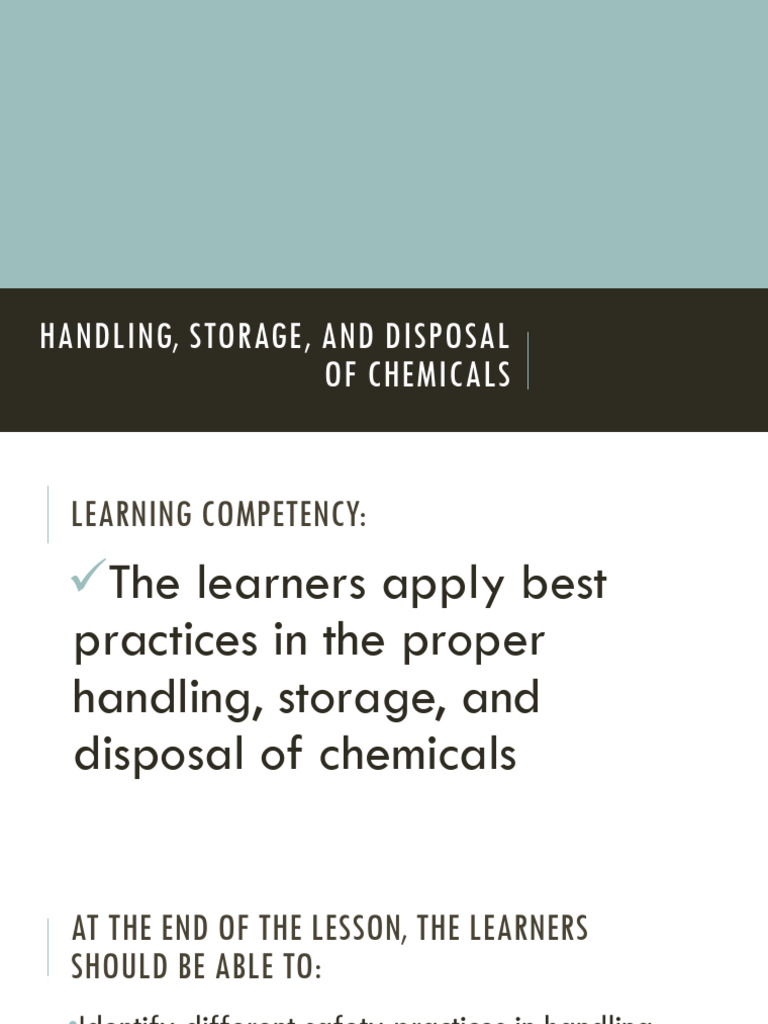 Chemical Safety: Handling, Storage, Disposal | PDF | Waste | Pollution