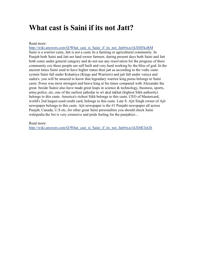 Saini Caste: Status and Identity | PDF