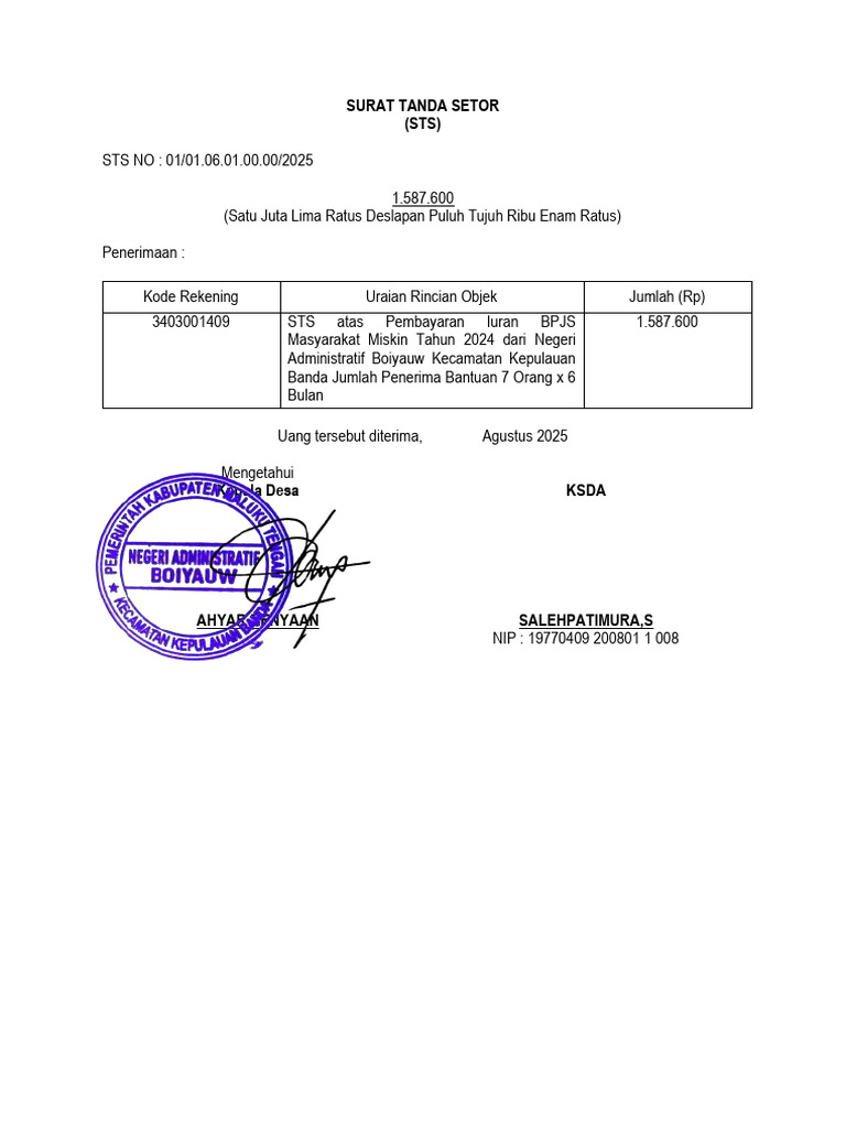 Surat Tanda Setor | PDF