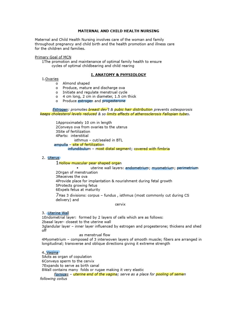 Maternal and Child Health Nursing Guide | PDF | Menstrual Cycle | Human ...