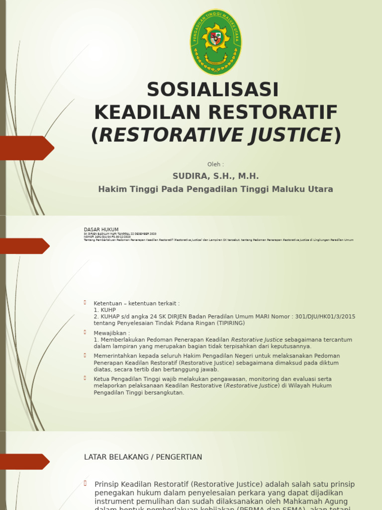Sosialisasi Restorative Justice | PDF