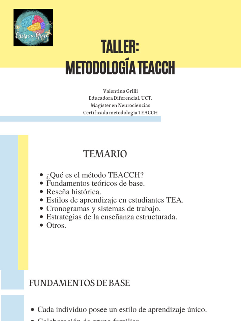 Taller Método TEACCH | PDF | Aprendizaje | Autismo