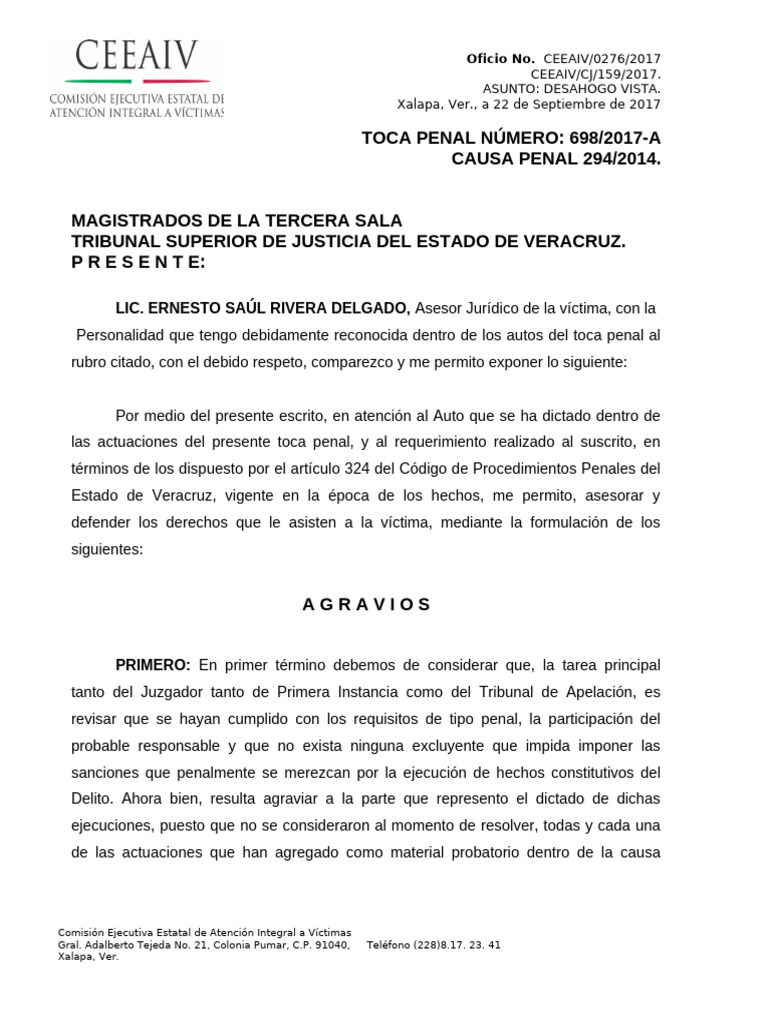 Agravios Lic Ernesto | PDF | Violación | Apelación
