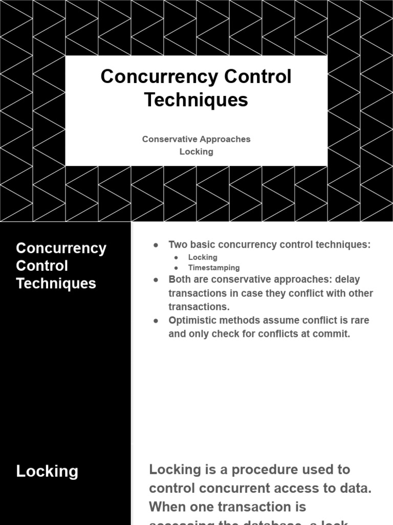 Concurrency Control Techniques - Conservative Approaches - Locking ...