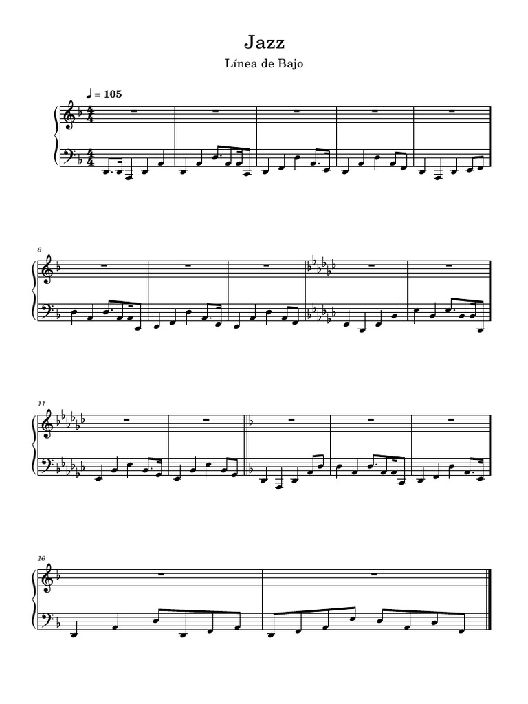 Jazz Bass Line Notation Guide | PDF