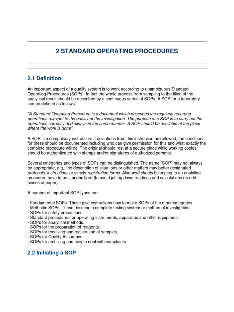 2 Standard Operating Procedures | PDF | Notebook | Quality Assurance