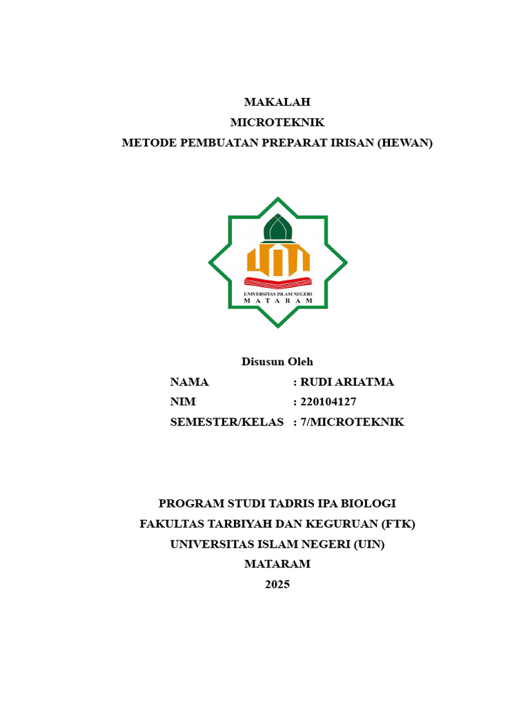 Metode Preparat Irisan Hewan dalam Microteknik | PDF