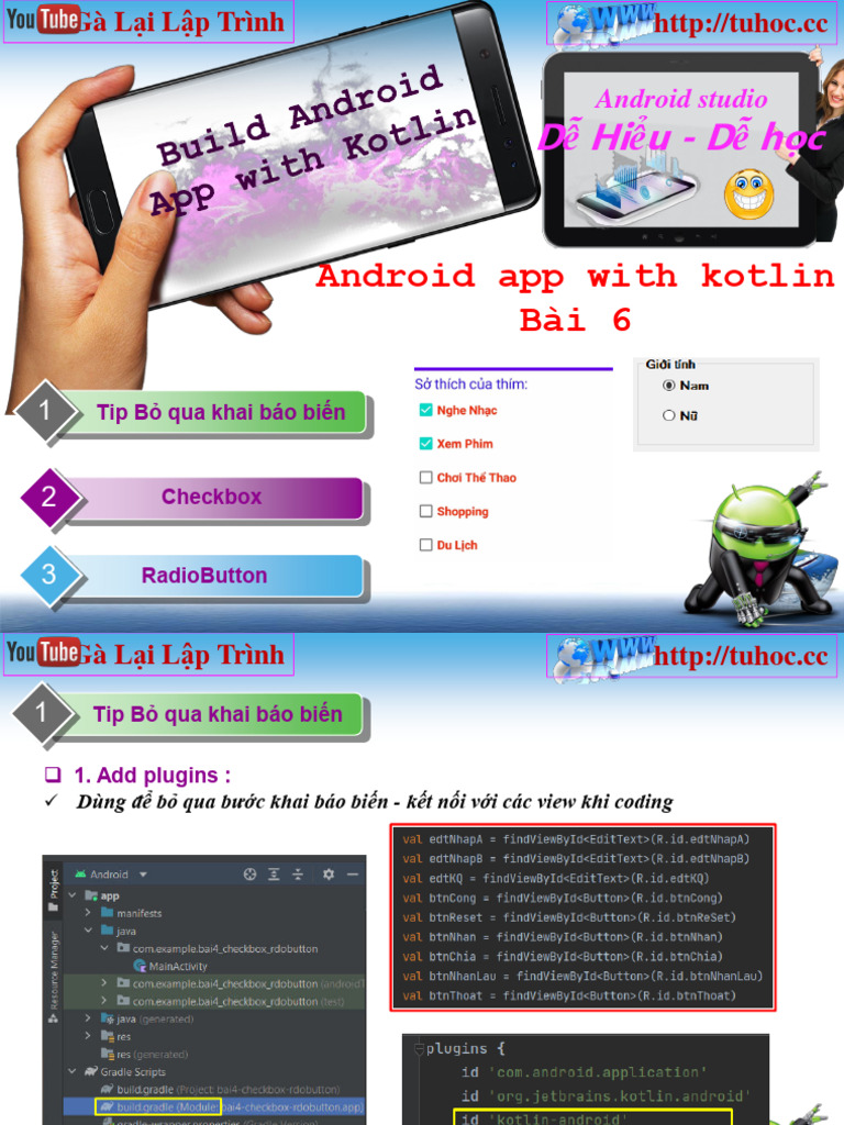 6.2 (Android App With Kotlin) Checkbox, RadioButton Androidstudio ...