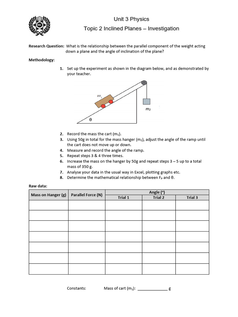 CH 2 Inclined Plane Prac | PDF
