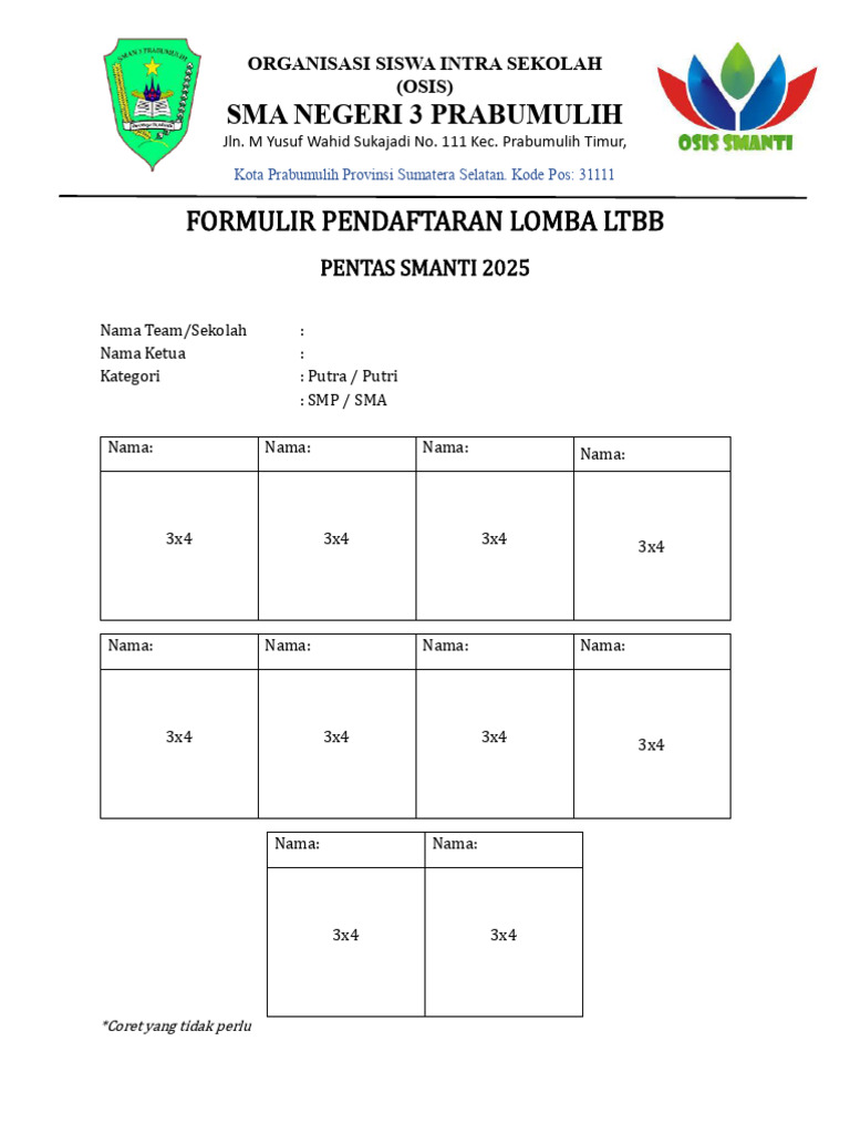 Formulir Pendaftaran Lomba LTBB | PDF